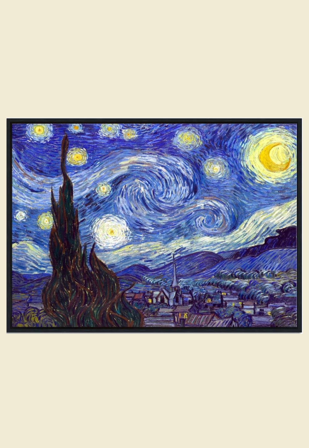 The Starry Night by Vincent Van Gogh Framed Canvas Print – Great Art ...