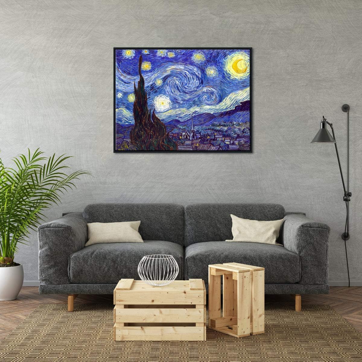 The Starry Night by Vincent Van Gogh Framed Canvas Print – Great Art ...